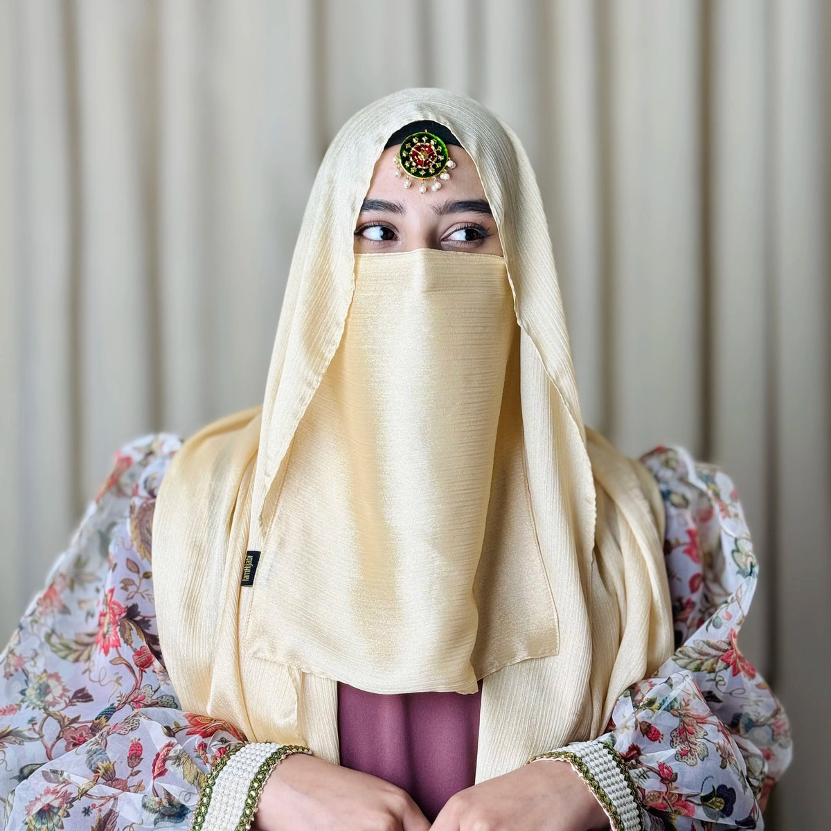 Silk Hijab And Niqab Set - Bright Gold – I AM HIJABI.PK