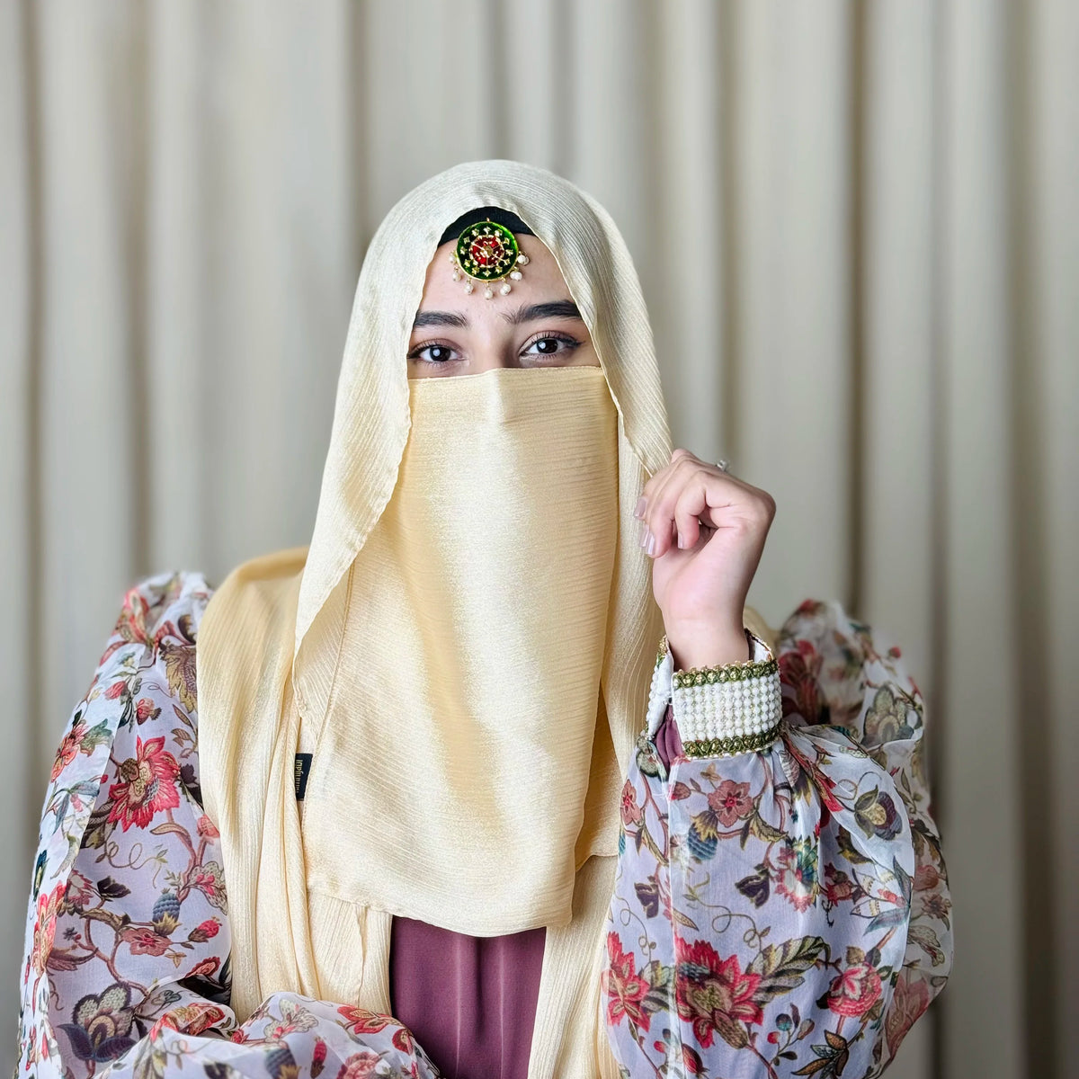 Silk Hijab And Niqab Set - Bright Gold – I AM HIJABI.PK