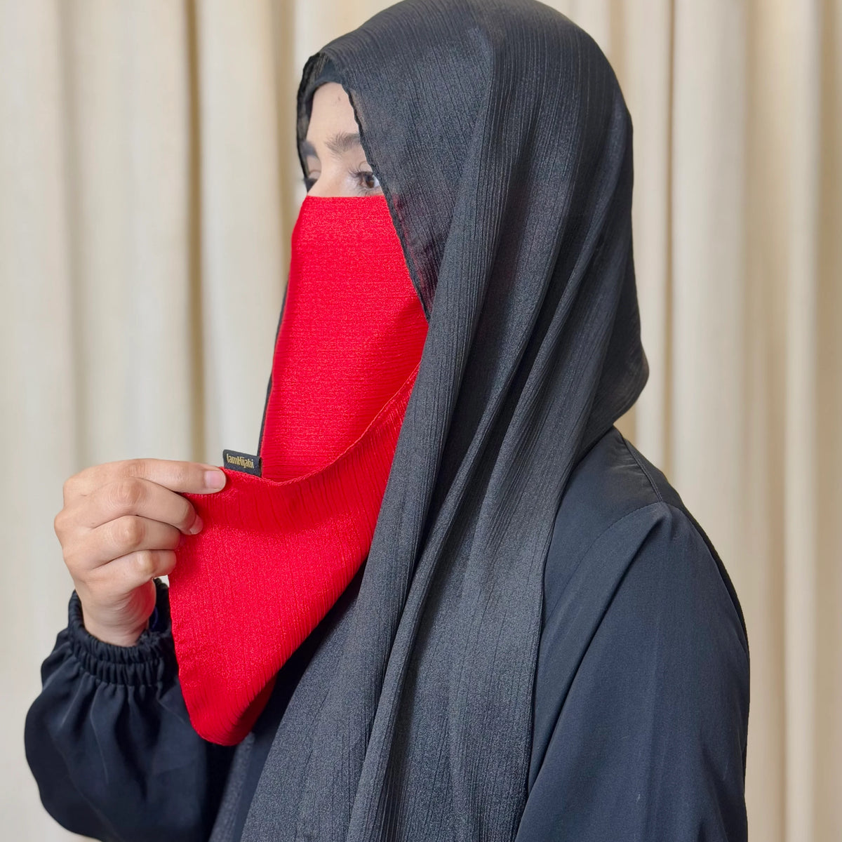 Silk Half Niqab - Bright Red – I AM HIJABI.PK