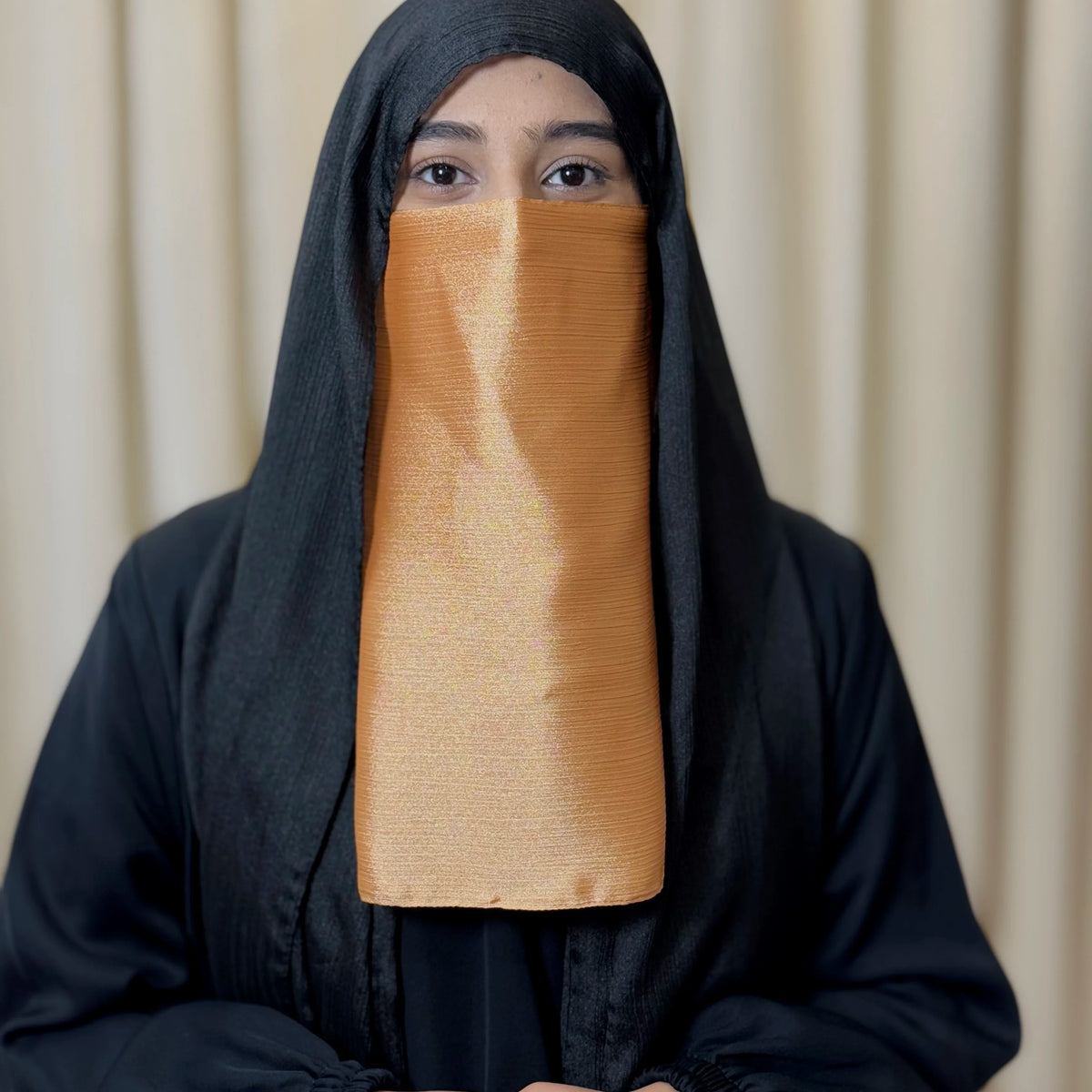 Silk Half Niqab - Metallic Gold – I AM HIJABI.PK