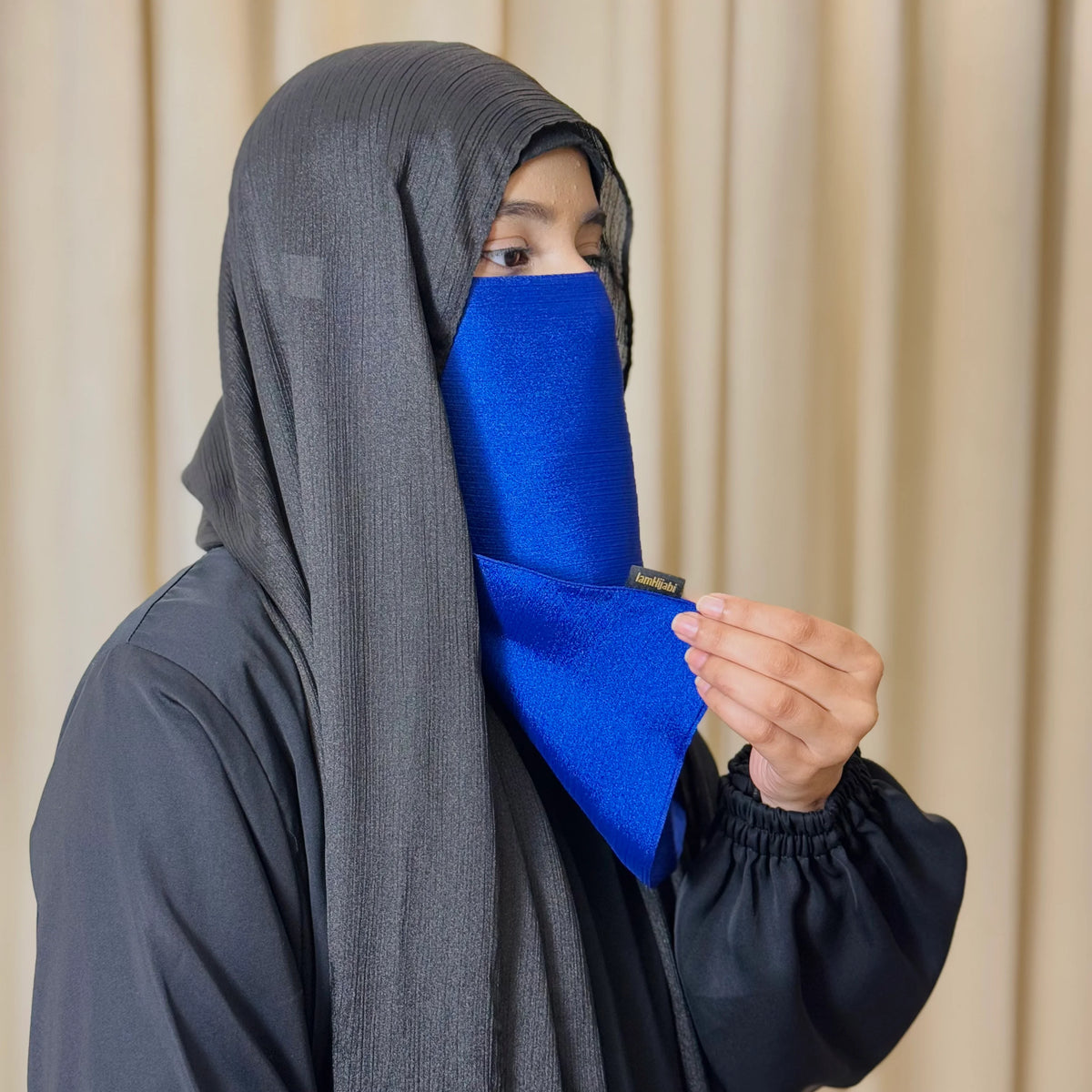 Silk Half Niqab - Royal Blue – I AM HIJABI.PK